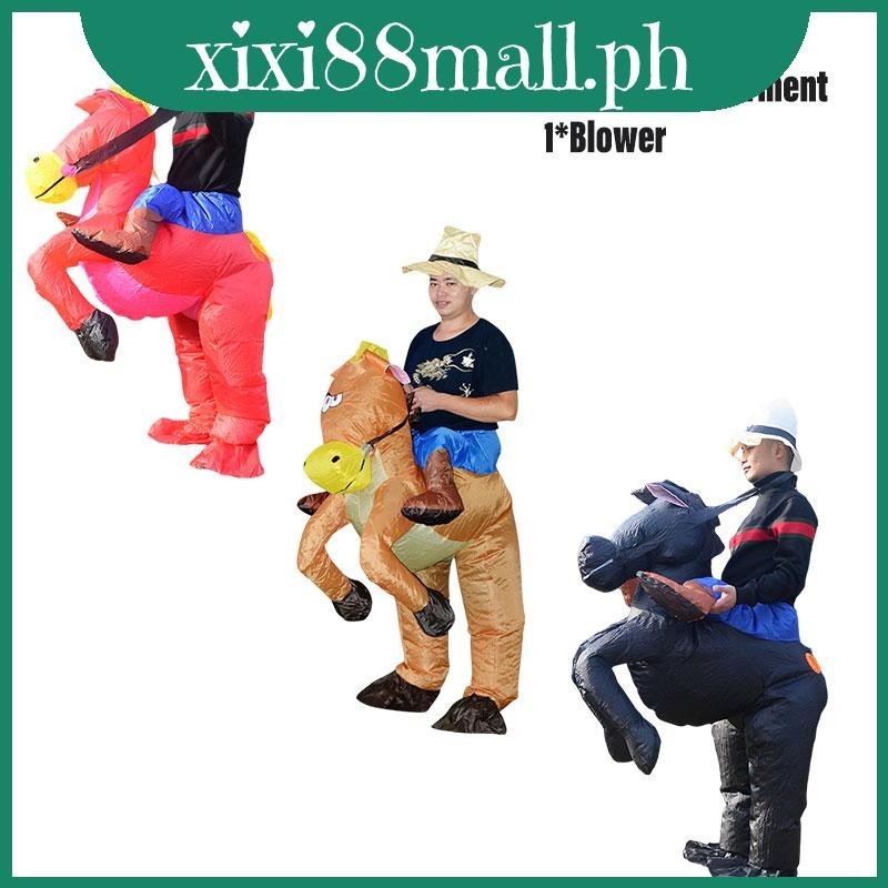 Horse Inflatable Adult Jockey Costume Outfit Races Night Cartoon Suit ...