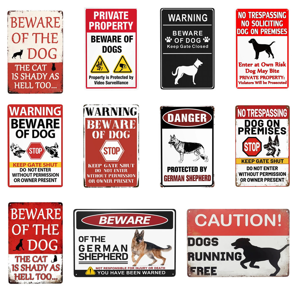 1pc, Beware of Dog Signs Warning Do Not Enter Metal Signs No ...