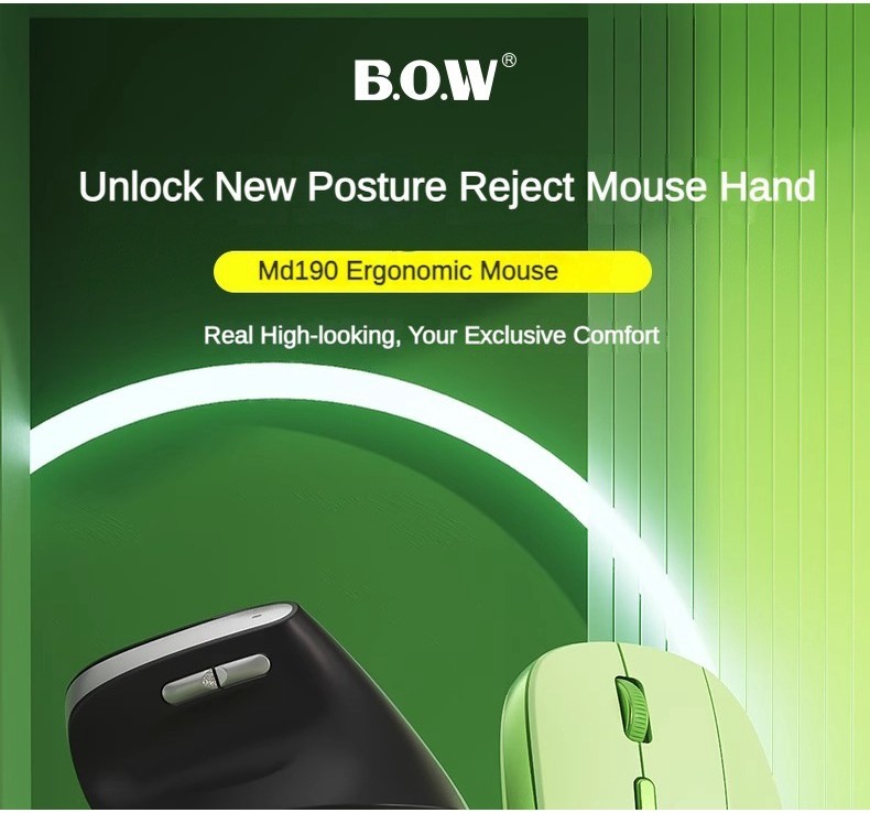 BOW Rechargeable Dual-mode Ergonomics Vertical Mouse 2.4g Wireless ...