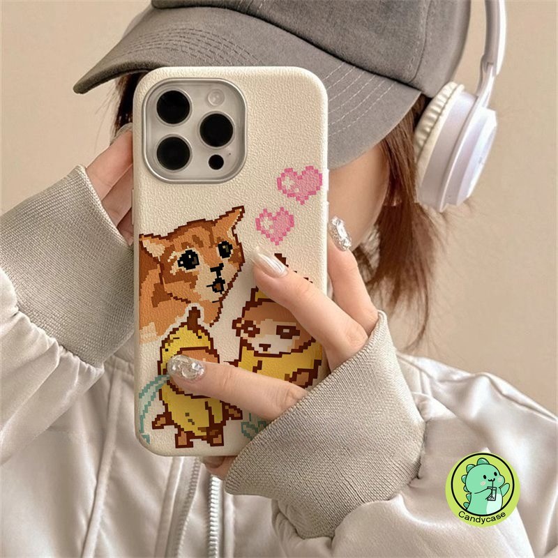 Pixel Cat Meme Leather Phone Case For OPPO A77 A77s A57 A57s A57E A17 ...