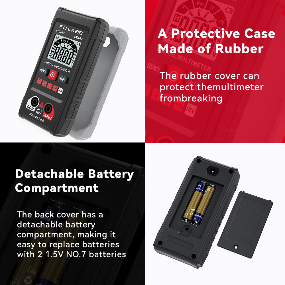FU LABS Smart Mini Digital Multimeter 600V Auto Range Multimeter AC DC ...