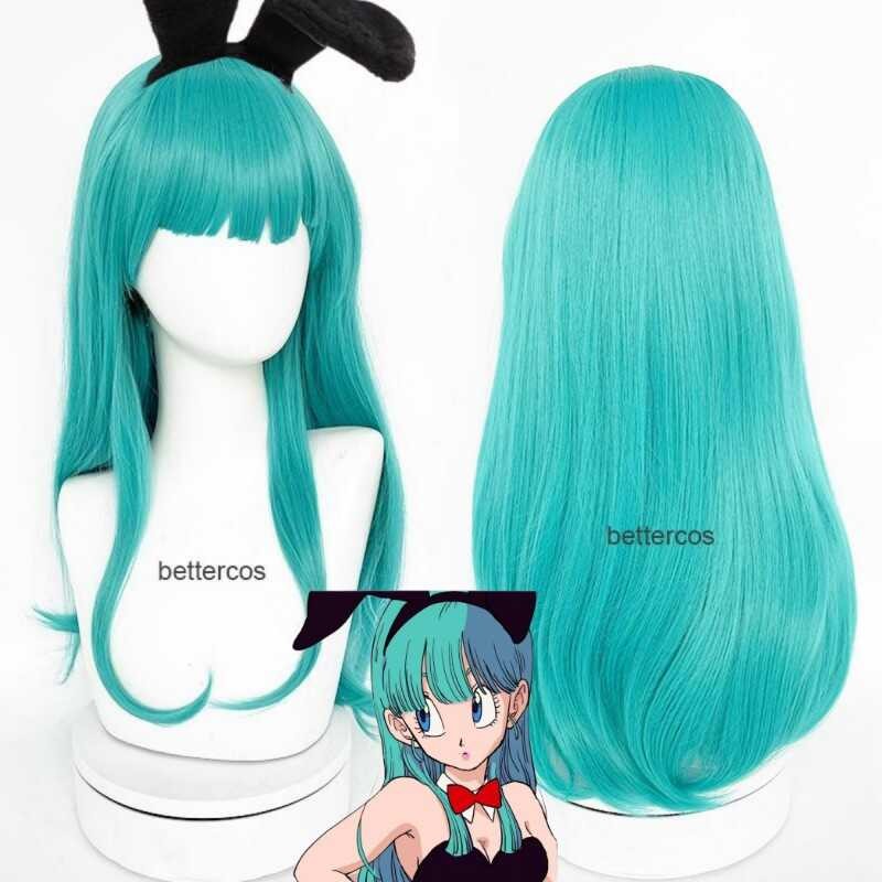 Buruma Bulma Cosplay Wig Green Curly Wavy Heat Resistant Synthetic Hair ...