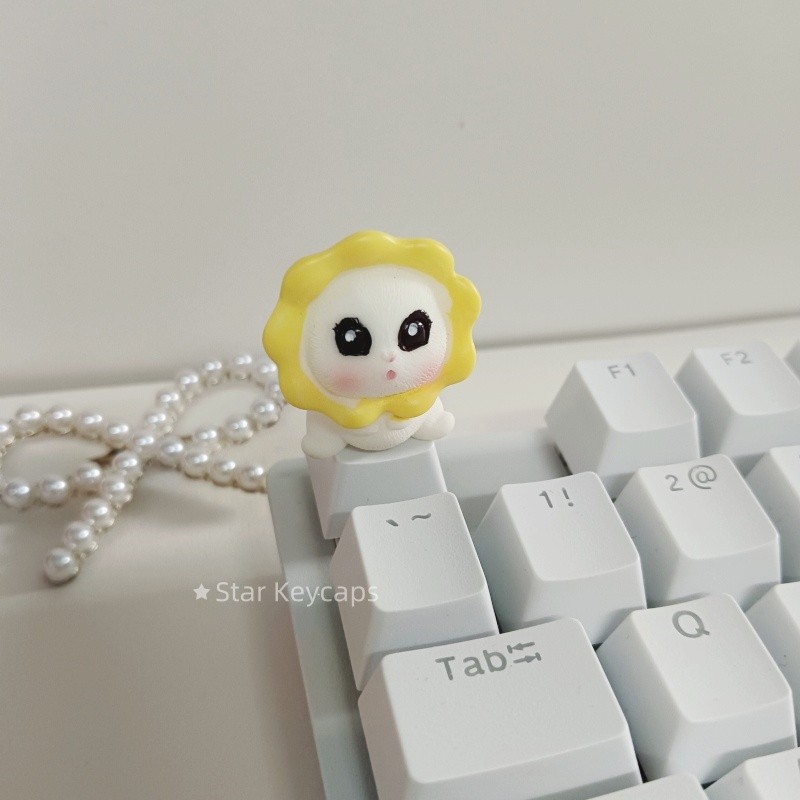 Personalized Keycap Cute Sunflower Kitten Keycap Girl Gift Handmade ...
