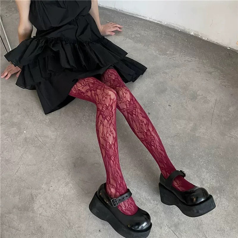 Lace Fishnet Stockings - Floral Sheer Tights with Hollow-Out Design ...