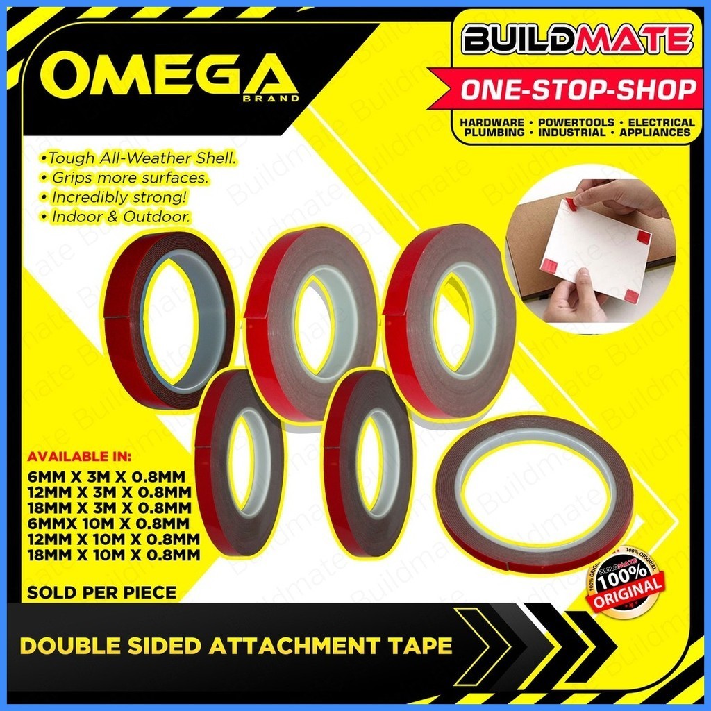 BUILDMATE Omega INDUSTRIAL GRADE Gum Type Double Sided Tape 6MM - 18MM ...