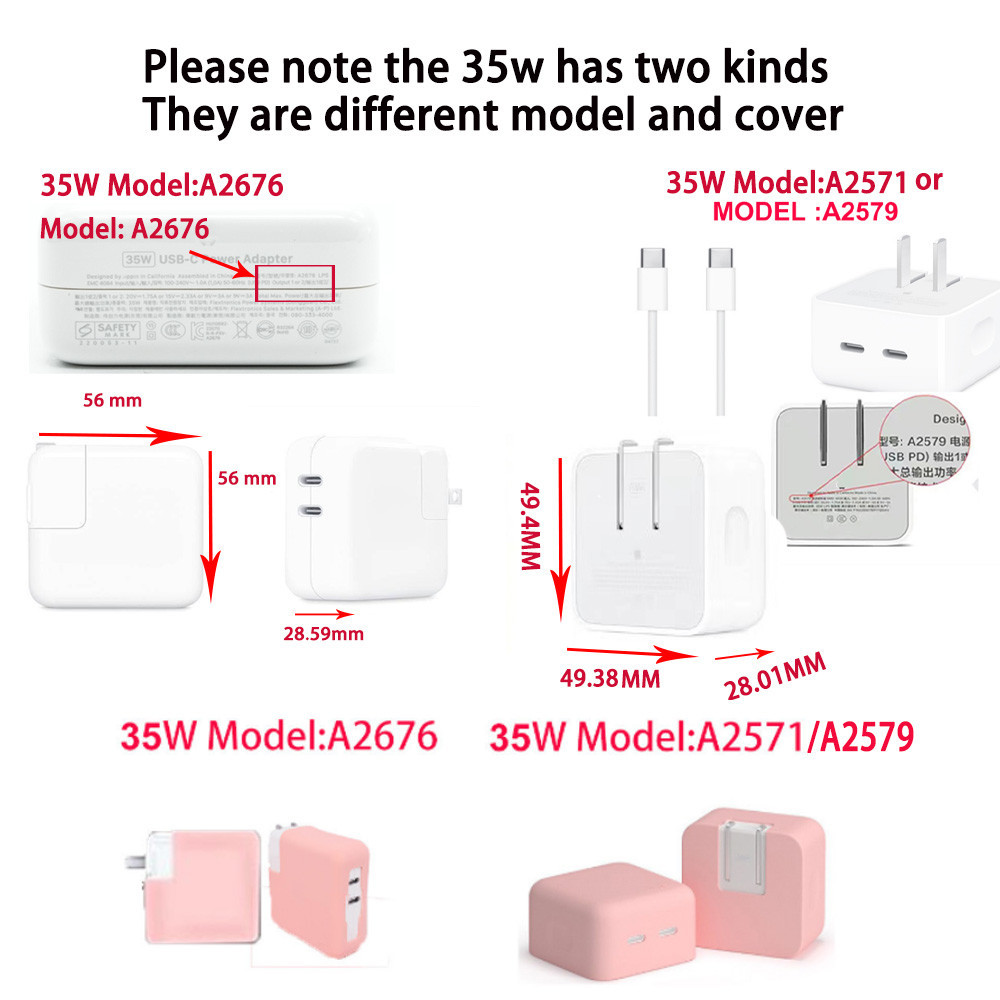 Flat square shape 35W A2676 clear TPU Charger Case Suitable for macbook ...