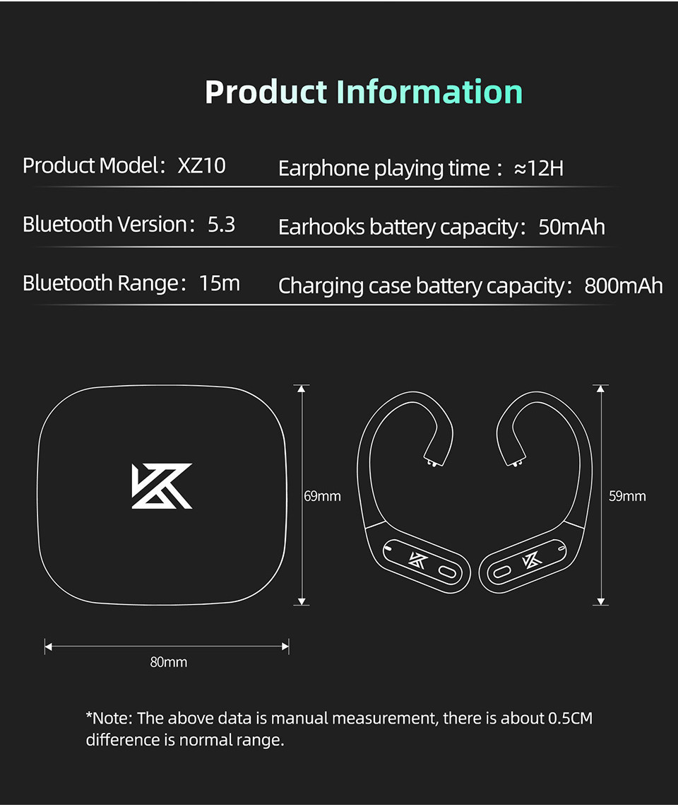 KZ XZ10 Bluetooth Earphones Earhook Bluetooth 5.3 with AptX/sbc/aac ...