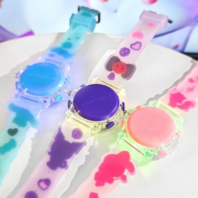 Cute Cartoon Kuromi Watch for Kids Melody Cinnamoroll Led Light Watch ...
