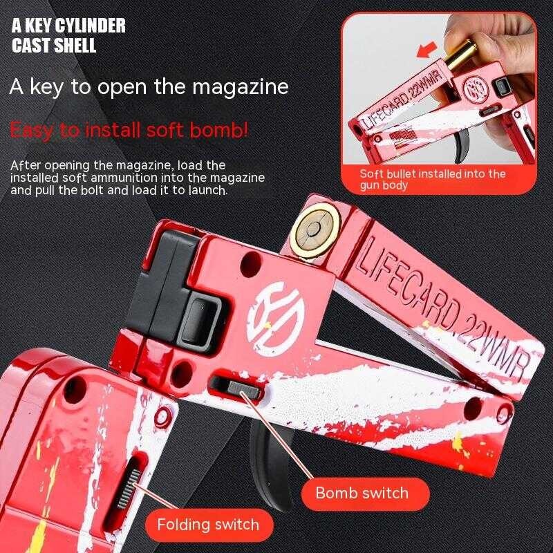 A9 Life Folding Pistol Handgun Toy Card With Bullets Alloy Military ...