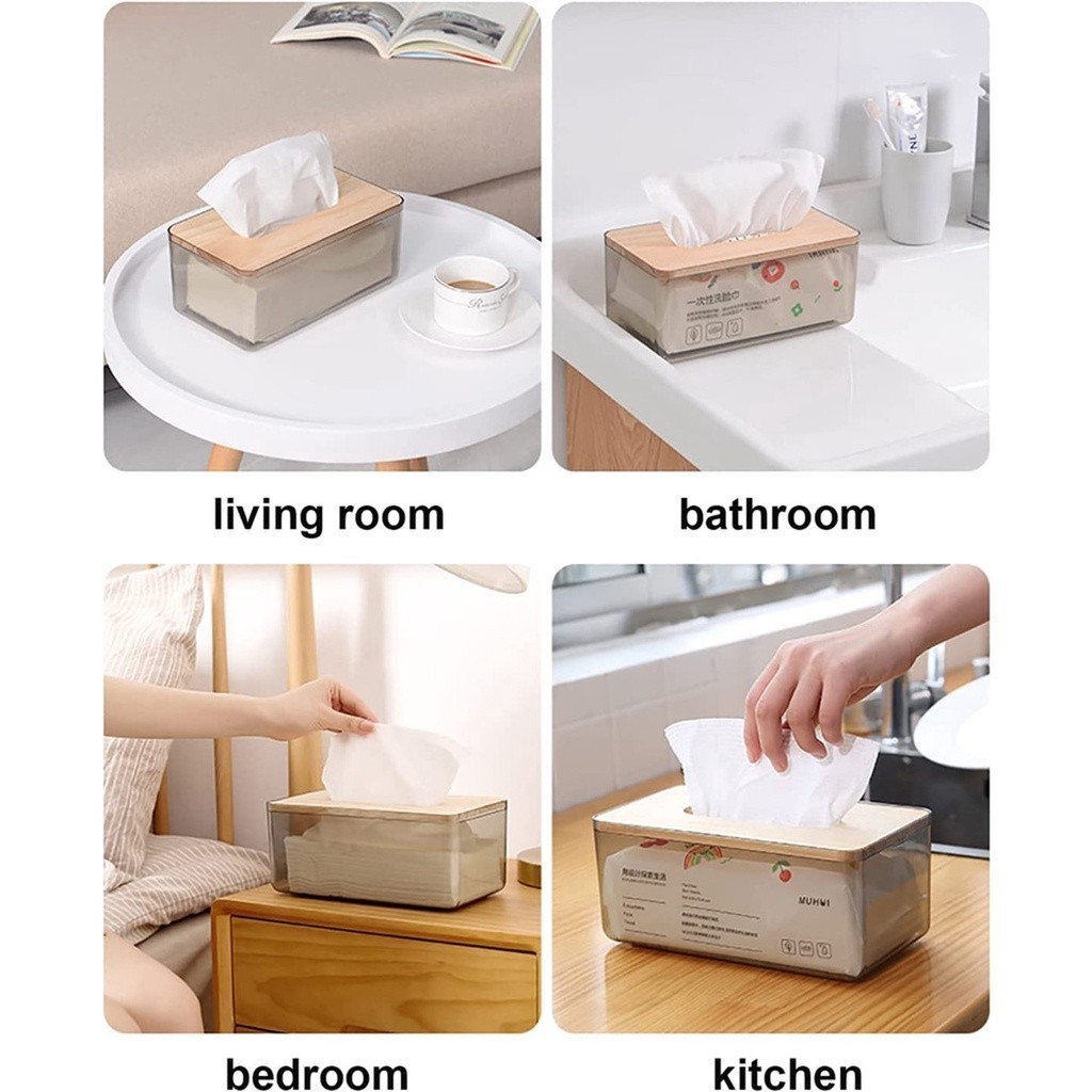 Aesthetic Tissue Holder Box Wooden with Cover Table Dispenser Round ...