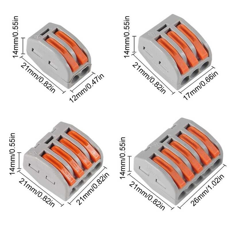 72 Lever Connectors Nuts Assortment Kit 2/3/4/5 Port Compact Wire Nut ...