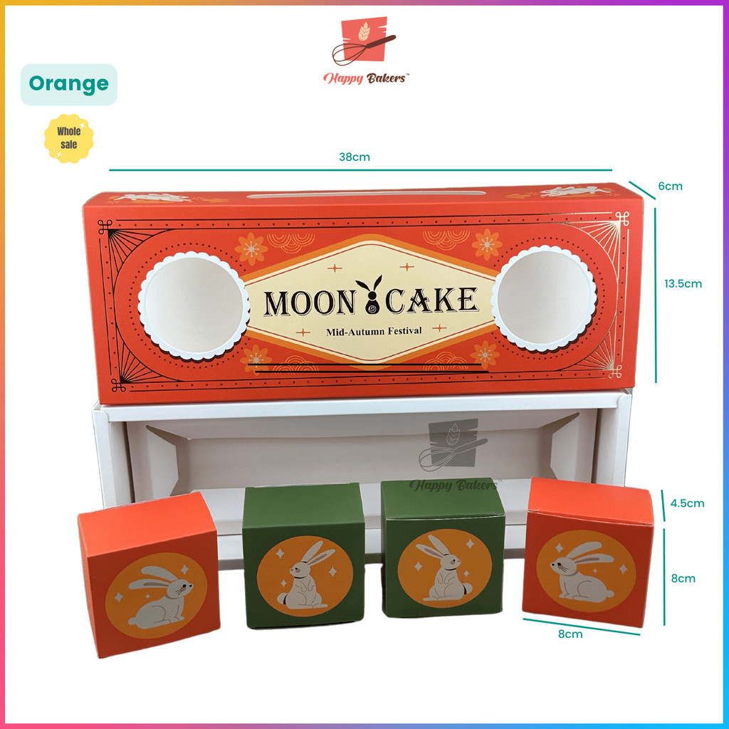 Vintage Long Rectangle Mooncake Box 4 in 1 For 50g - 100g Mooncakes ...