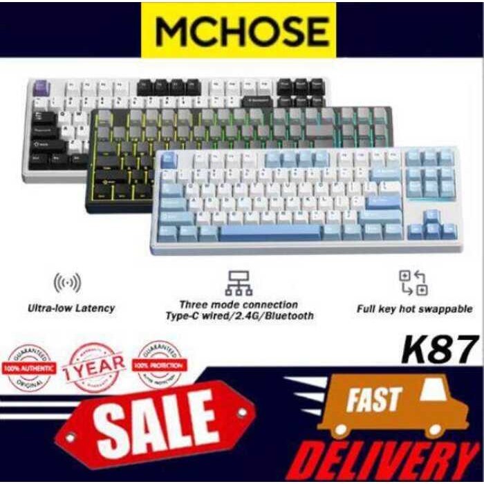RGB MCHOSE K87 Tatlong Mode 87 Key Mechanical Keyboard Hot Swappable DIY Ultra Long Endurance ...