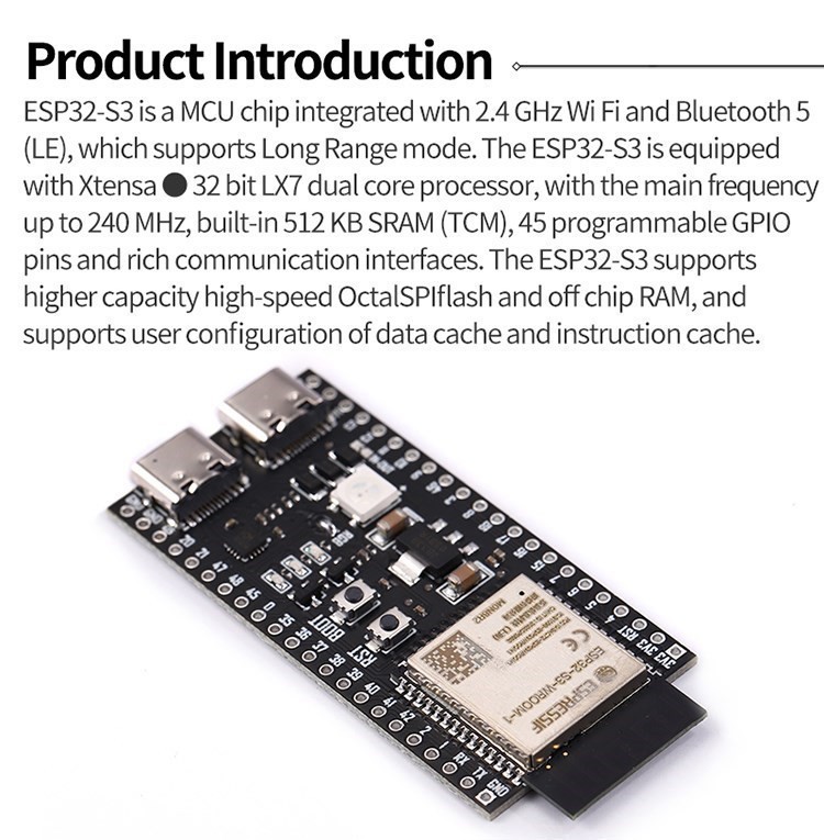 ESP32 / ESP32-C3 / ESP32-S3 WiFi+Bluetooth Internet Dual Type-C Development Board CORE Board ...