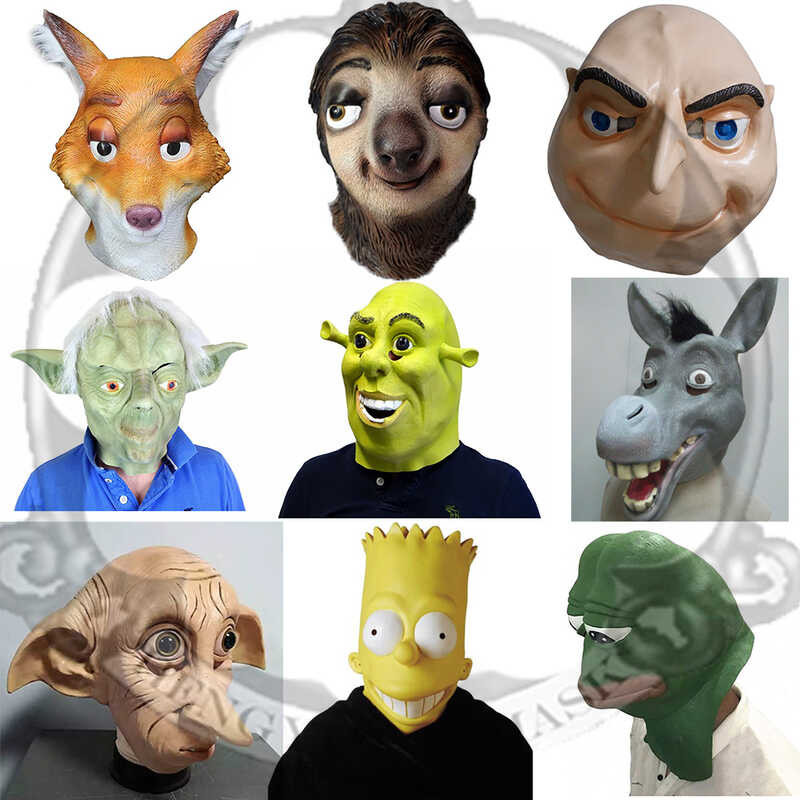 Latex Dobby Elfin Shrek Donkey Masks Cartoon Movie Hero Cosplay Kid ...