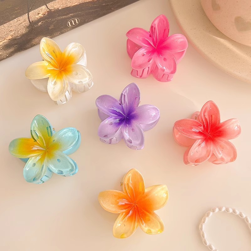 6pcs/set Mini Flower Hair Clip Set Cute Plumeria Hair Clamp for Women ...