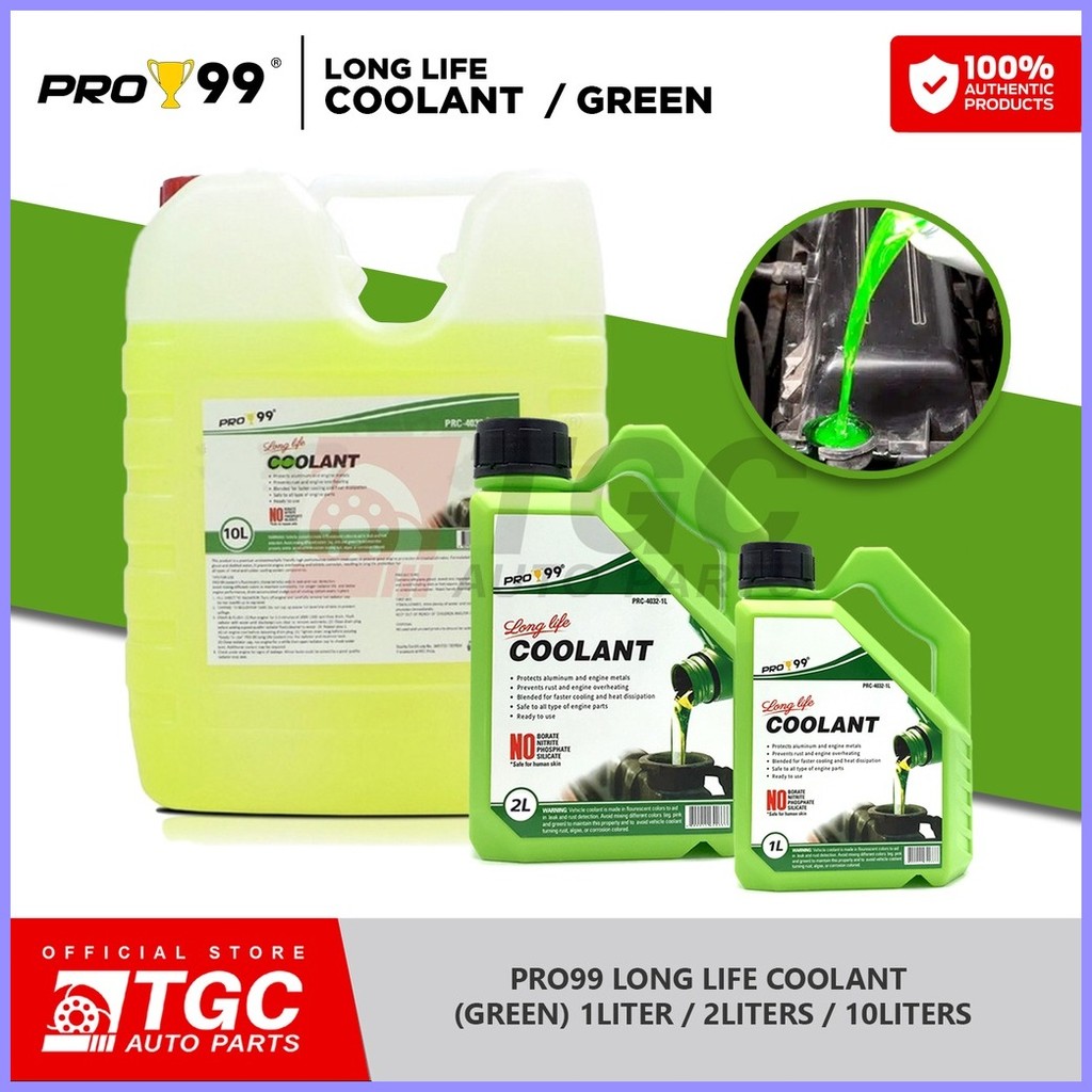 Pro 99 Long Life Radiator Coolant Green Ready to use 1L 1 Liter /2L 2 Liters / 1Pail 10 Liter ...