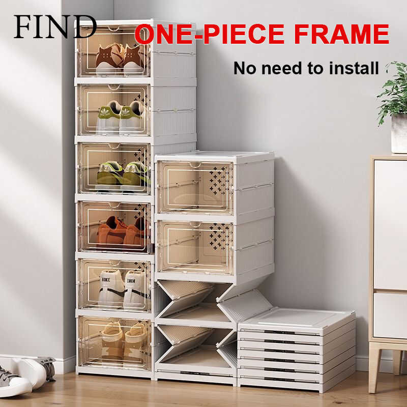 LY FIND Foldable Shoe Box 6 Layer Folding Cabinet Storage Shoe Rack ...