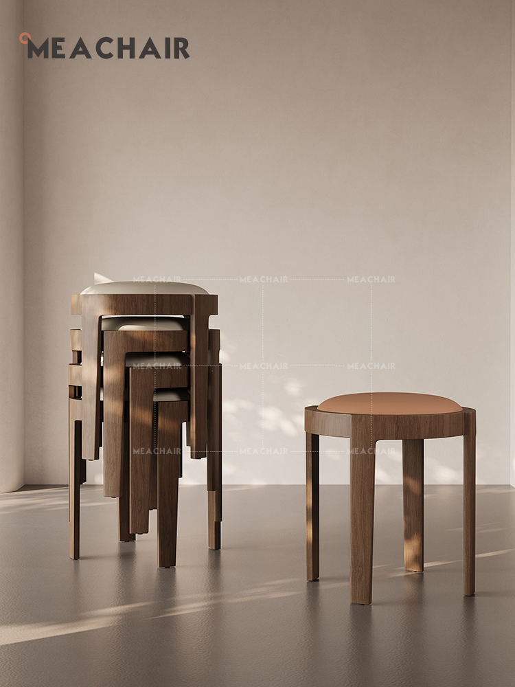 Solid Wood Stools For Household Stackable Sturdy And Durable Soft Pack ...