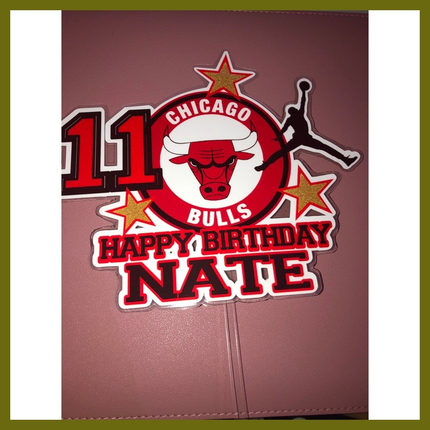 ⚾︎ Cake Topper Laminated with Acrylic Handle Chicago Bulls Basketball ...