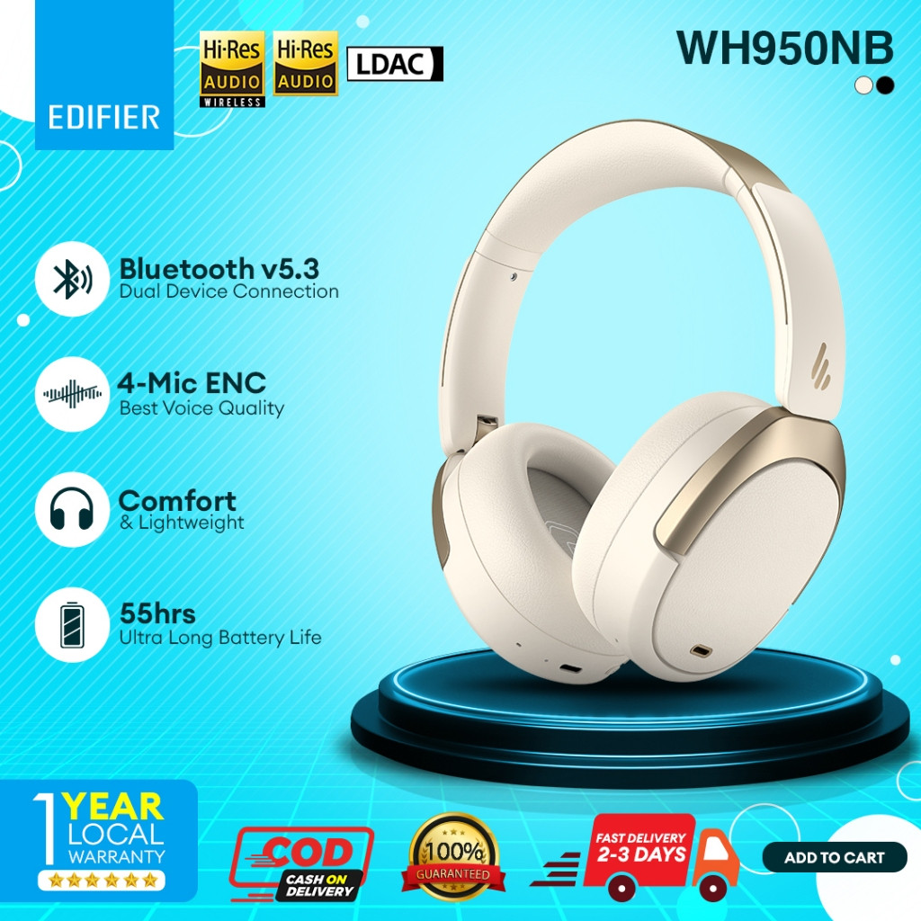 ♞Edifier Wh950nb Anc Hi-Res Wireless Bluetooth Headphones With Enc Mic ...