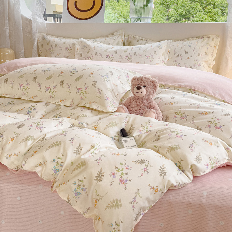 100% Canadian Cotton Spring Floral Bedding Set 4 IN 1 Duvet Cover ...