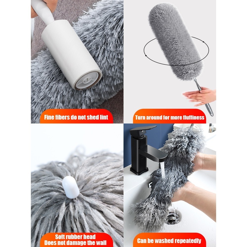 280CM Duster Brush Adjustable Long Handle Multifunctional Microfiber Dust Cleaning Tool Pang ...