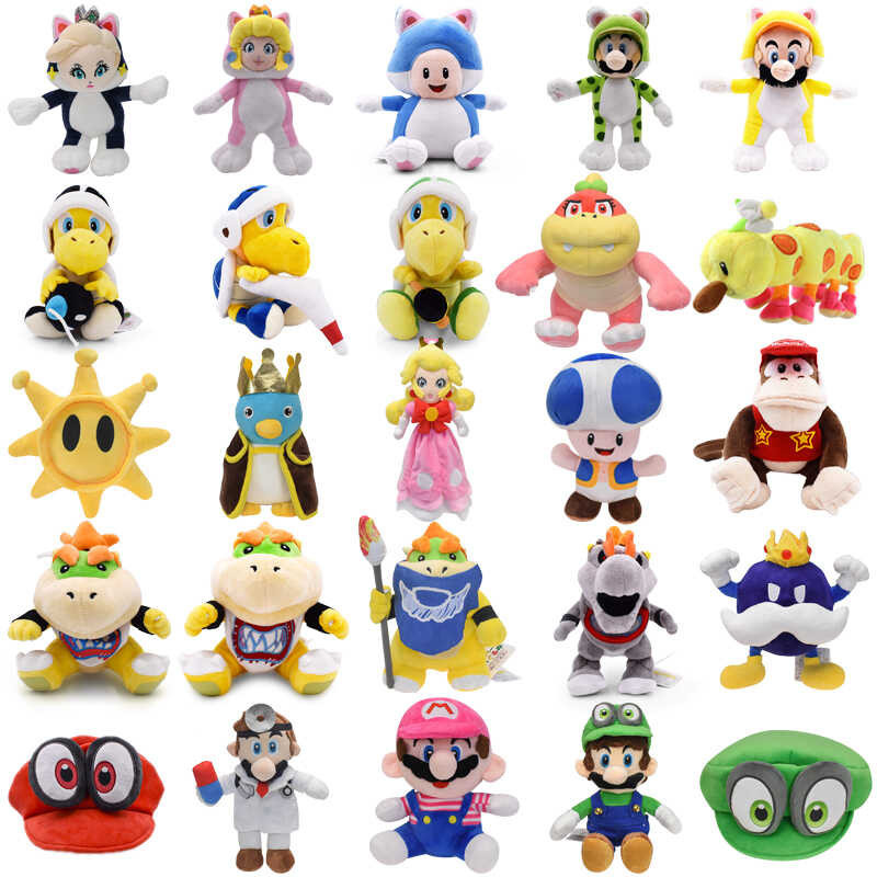 Mario 25 Styles Plush Toys Luigi Princess Peach Toad Diddy Kong Koopa ...
