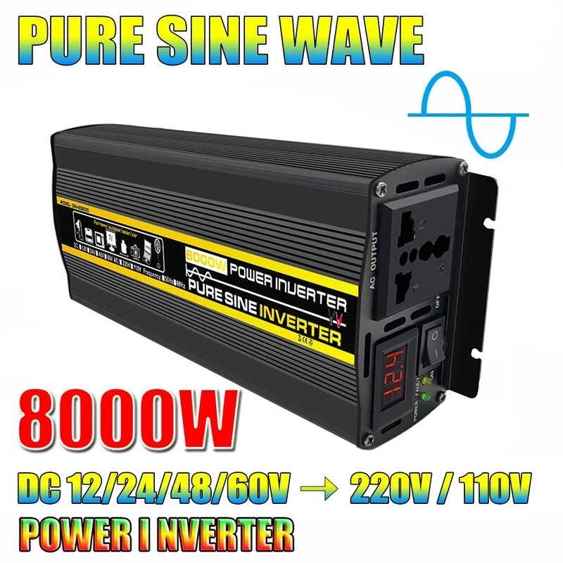 Wave Pure Sine Inverter 12V/24V/48V/60V Upang AC 110V 220V 8000/6000 ...