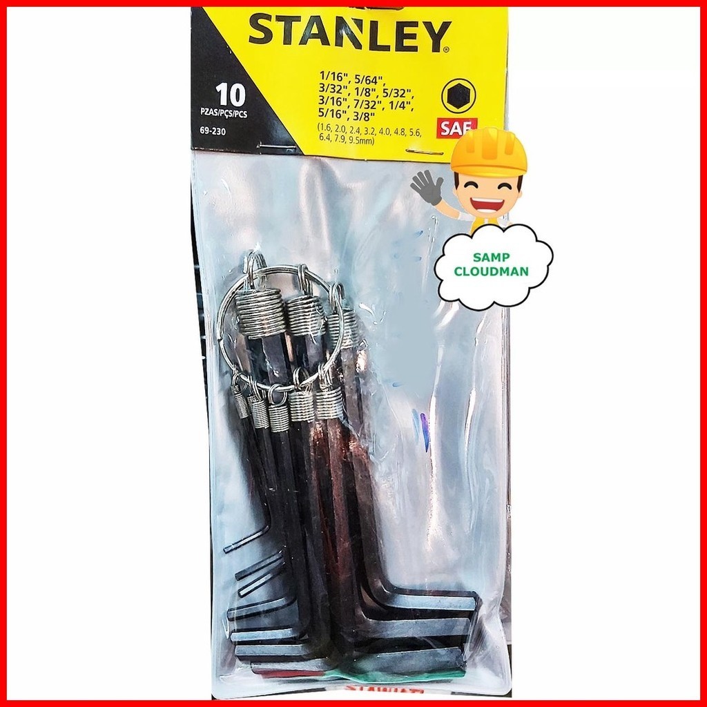 Stanley Allen Wrench Key 10 Pieces Set 1.6mm to 9.5mm Hexagonal Allen ...