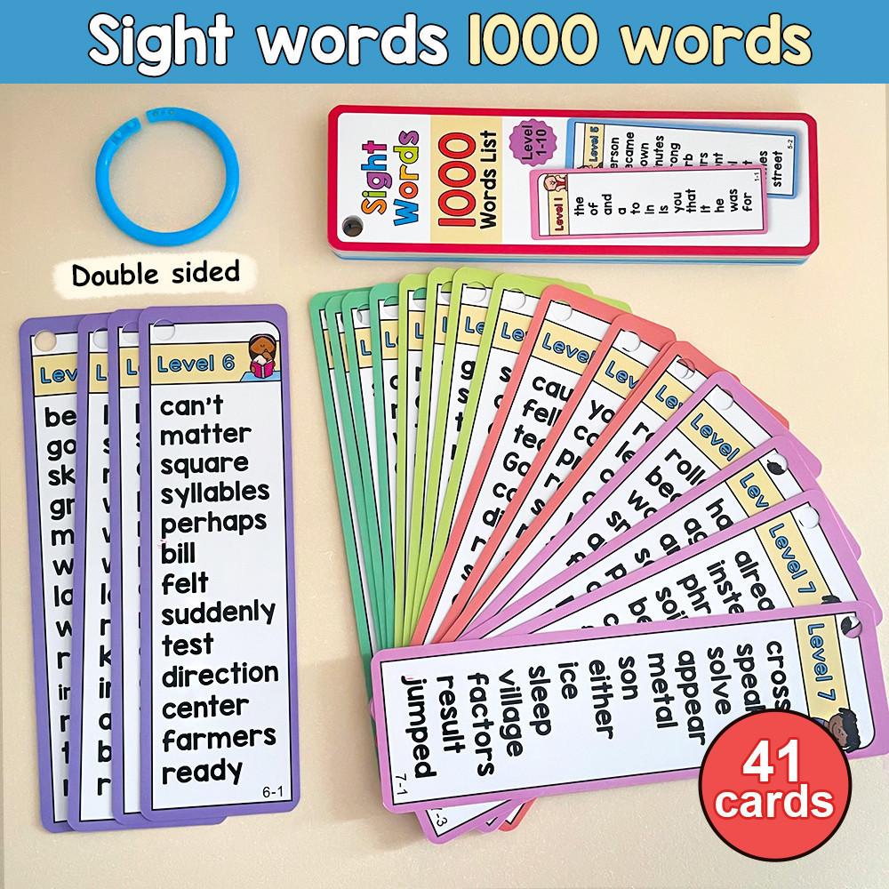 1000 English Words Flashcards for Kids Toddler Homeschool Double-Sided ...