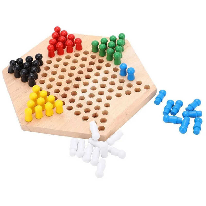 Checkers Wooden ≡ Colorful Chinese Checker Board Game For Children ...