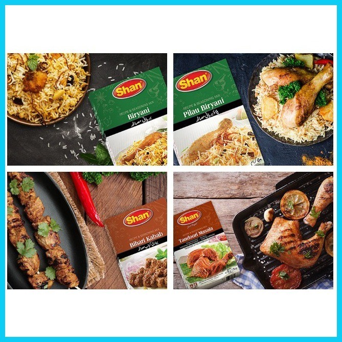 Shan Recipe Mixes (BBQ, Curry, Haleem, Biryani, Pilaf, Chaat Masala ...
