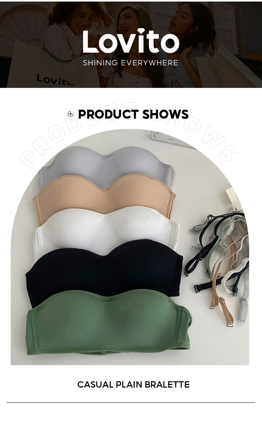 Lovito Women Push Up Basic Bralette LNA24199 | Shopee Philippines