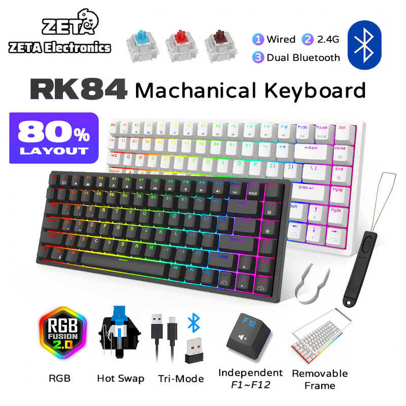 RK84 - DK68 Wireless Mechanical Gaming Keyboard RGB Backlit ...
