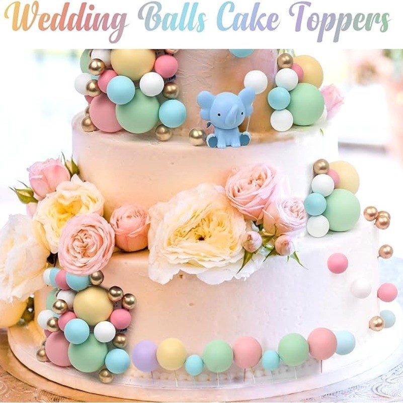 20Pcs Mixed Colorful Balls Cake Topper Foam Ball Bubbles Balls Cake ...