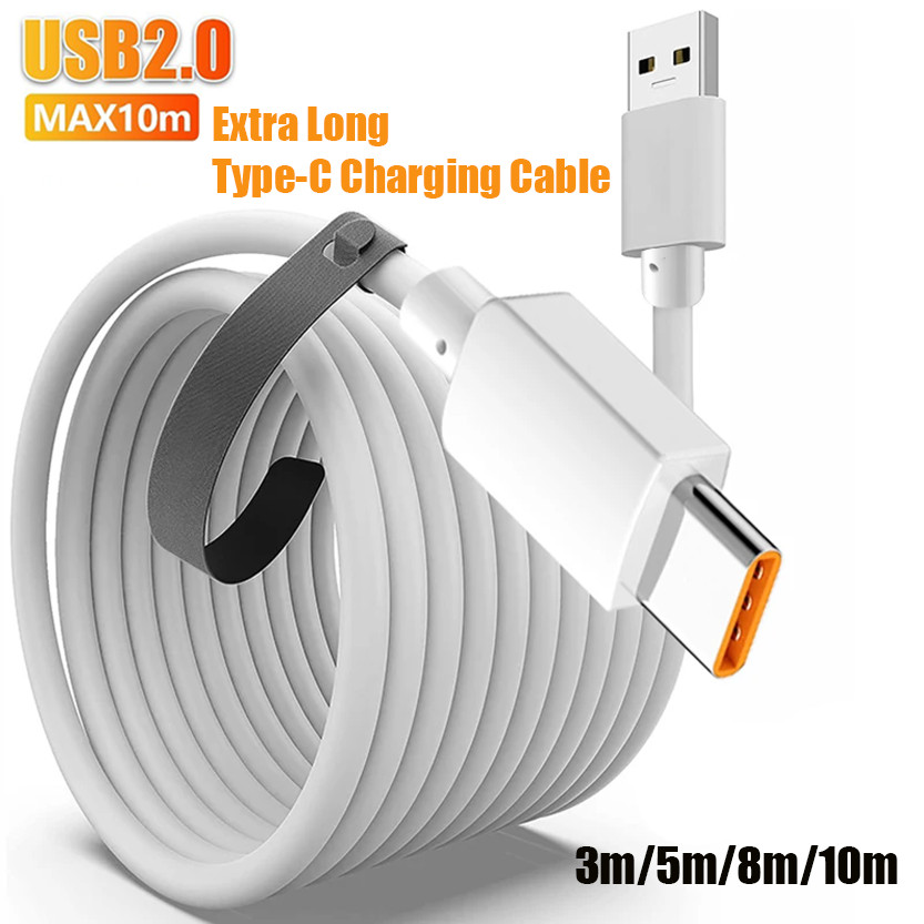 3m/5m/8m/10m Ultra Long Type C Charging Cable / USB Overlength Fast ...