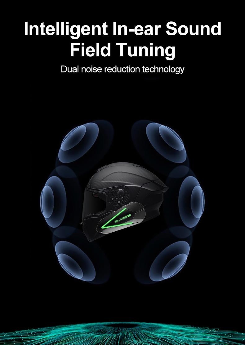 BLAISE V2 Motorcycle Helmet Intercom Headset Music sharing while in ...