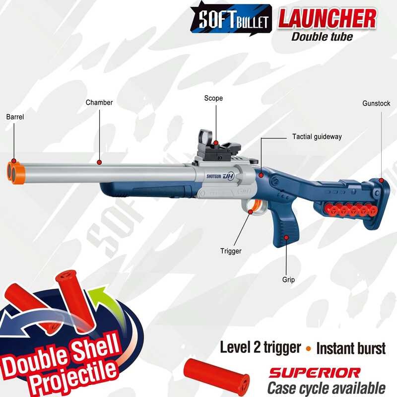 Soft Foam Blaster Toy Dart Gun Spring- Air Pump Shotgun Play Set Shell ...