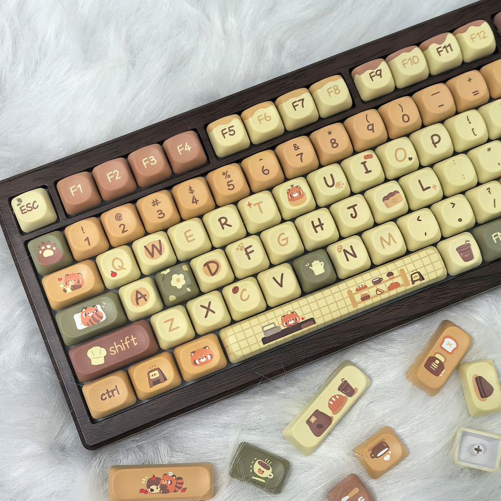 Red Pandas Cafe Keycap MOA Profile 120+ Keys PBT Dye Sublimation MAD 68 ...