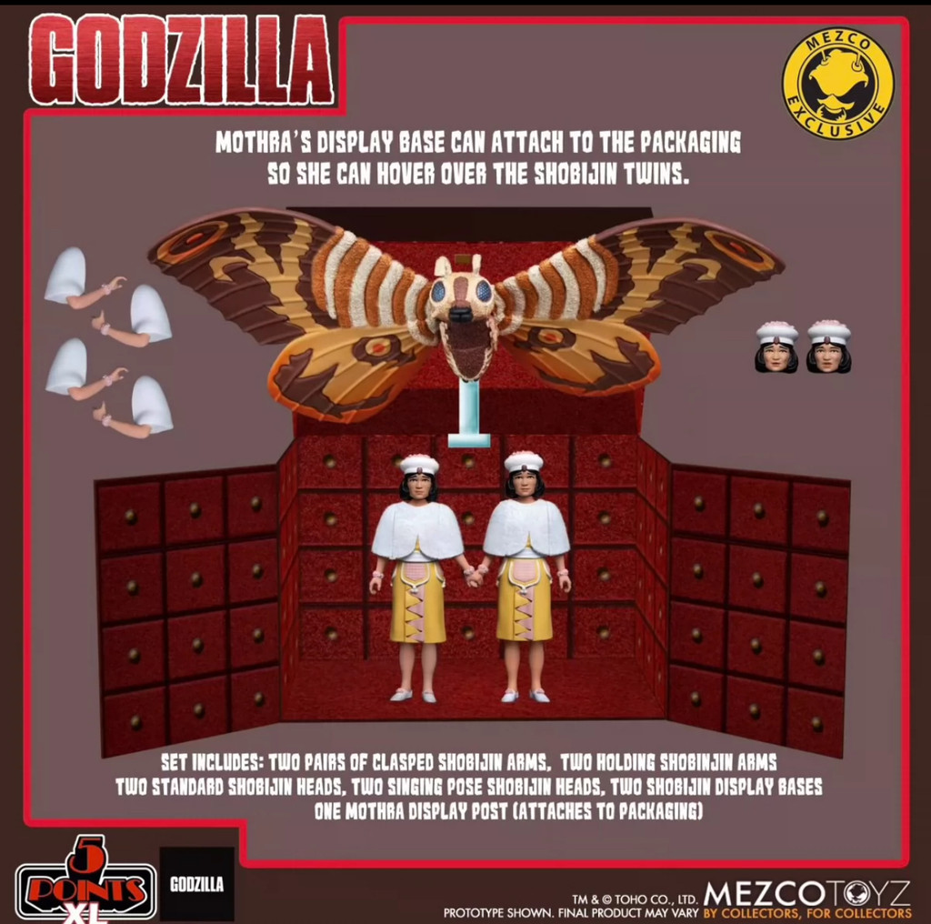 MEZCO 5 Points Godzilla 1964 Mothra Vs. Shobijin Twins 3.75 Inches ...