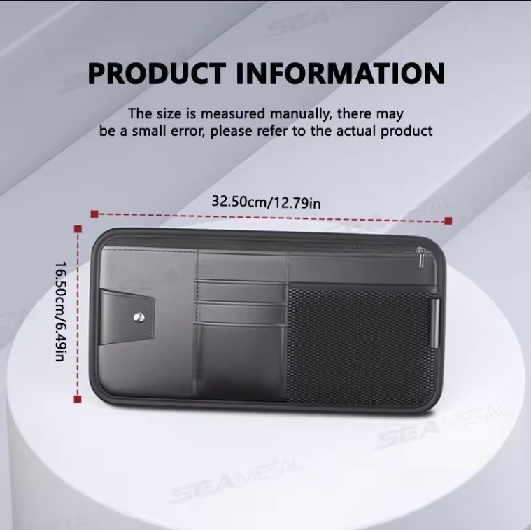 Premium Mitsubishi Car Sun Visor Storage Bag PU Leather Multi-Pocket ...