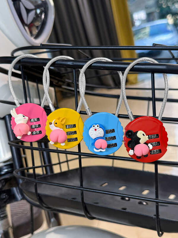 Wire password electric vehicle anti-theft cute cartoon lock, rust proof ...