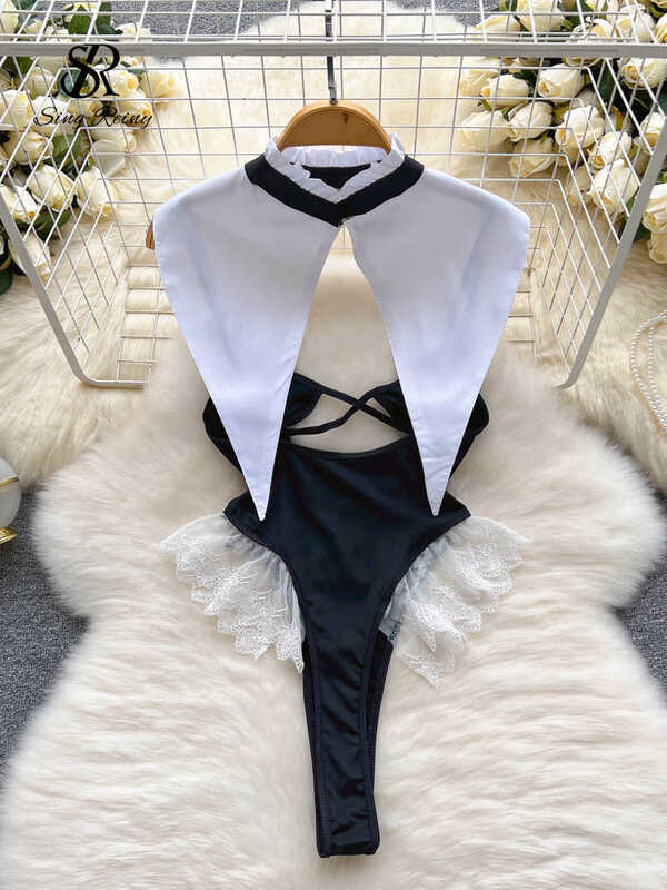 Backless ☀ Singreiny Hollow Out Sensual Playsuits Erotic Lingerie