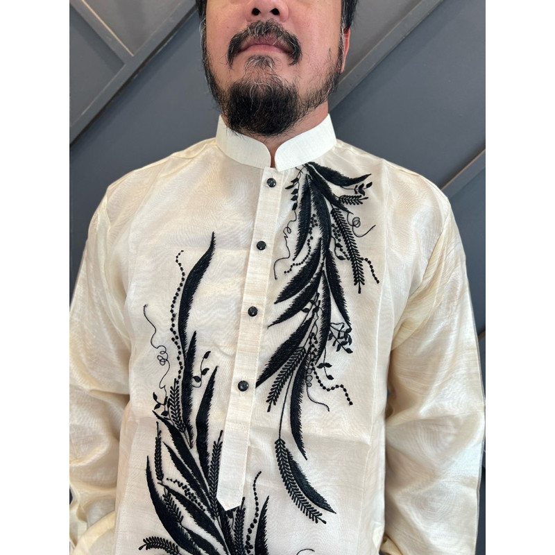 Barong Tagalog : Martha's Couple Feather Black Embroidery | Shopee ...