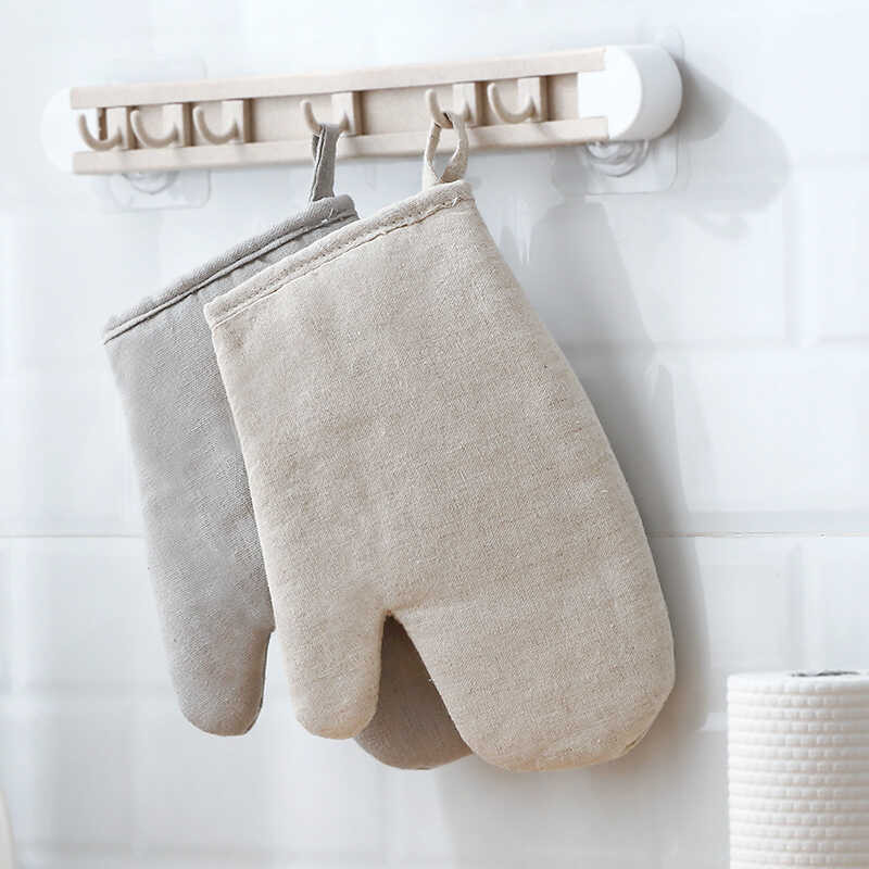 Oven Cotton en Mitts Solid Heat Resistant Mitten Kitchen Tool Thicken ...