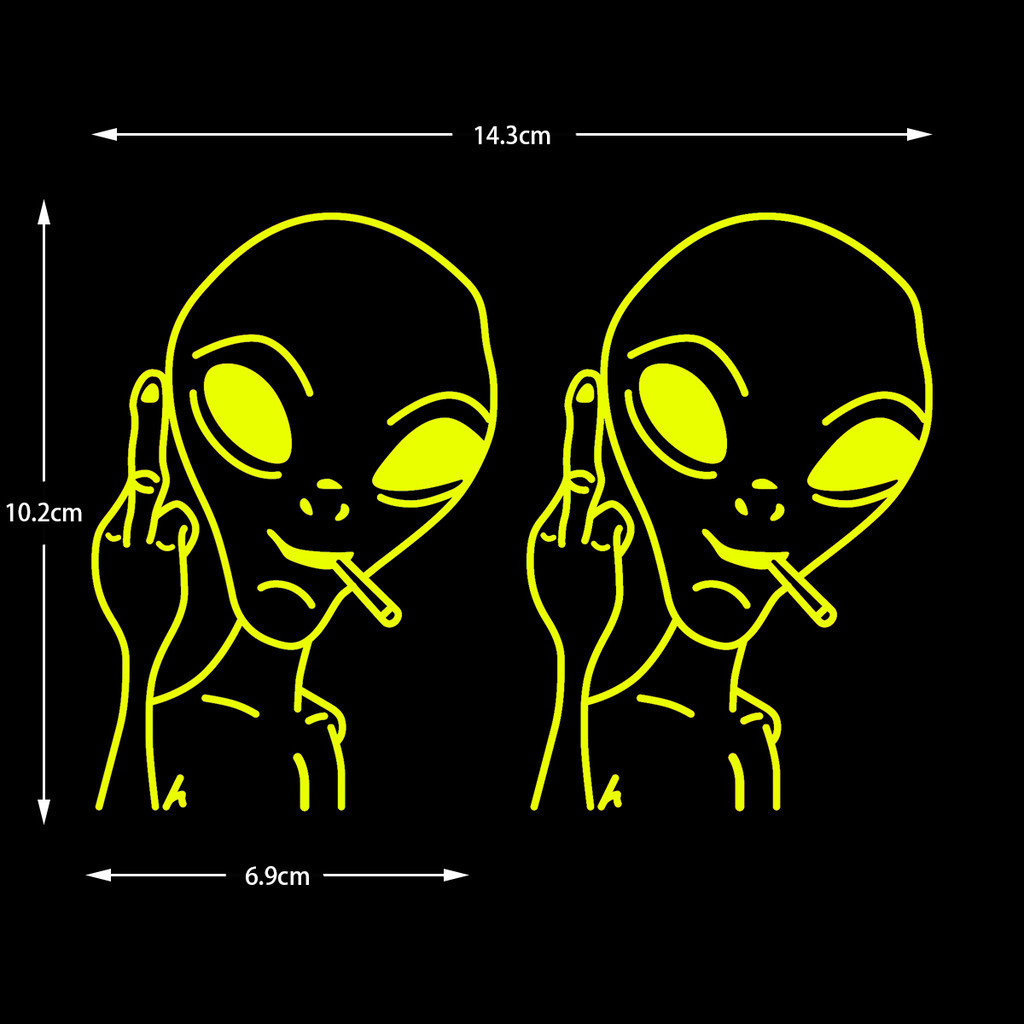 UFO Cartoon Alien UFO Car Stickers Car Body Window Vinyl Decal | Shopee ...