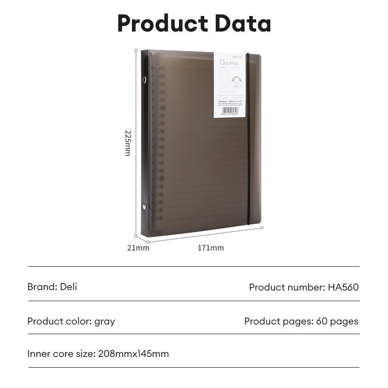 Deli A5 Binder Notebook HA560 20 Holes Loose Leaf Notebook Refillable ...