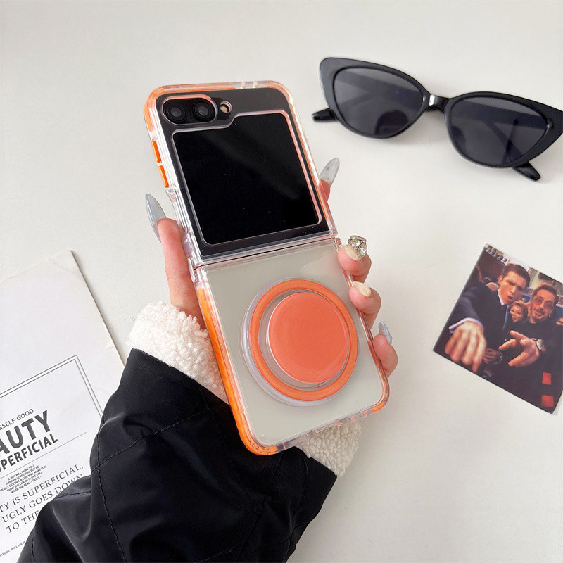 2 in 1 Transparent Double Color Magnetic Barcket Phone Case For Samsung ...