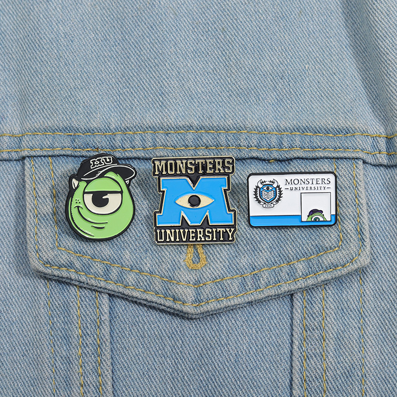 Monsters University Mike Enamel Pin Cartoon ID Card Brooch Alloy Badges ...